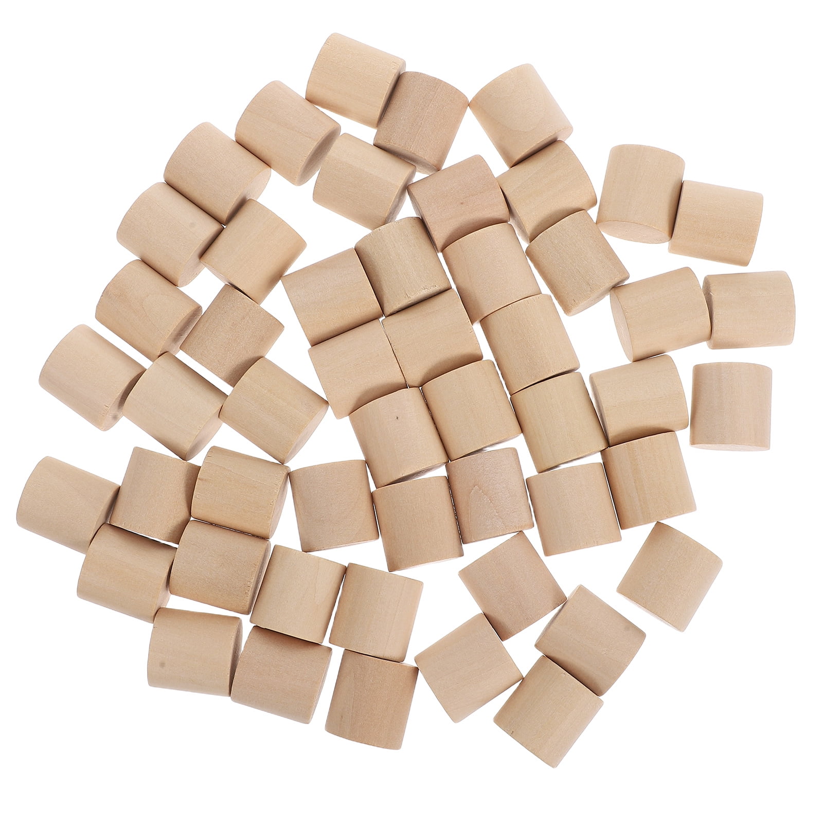 Dayesque 50pcs Wooden Craft Blocks Cylinders Unfinished Wooden Round ...