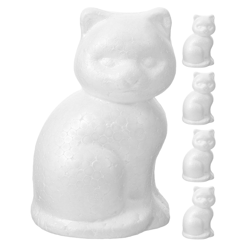 Dayesque 5-Piece White Polystyrene Cat Foam Set for Kids Crafts ...