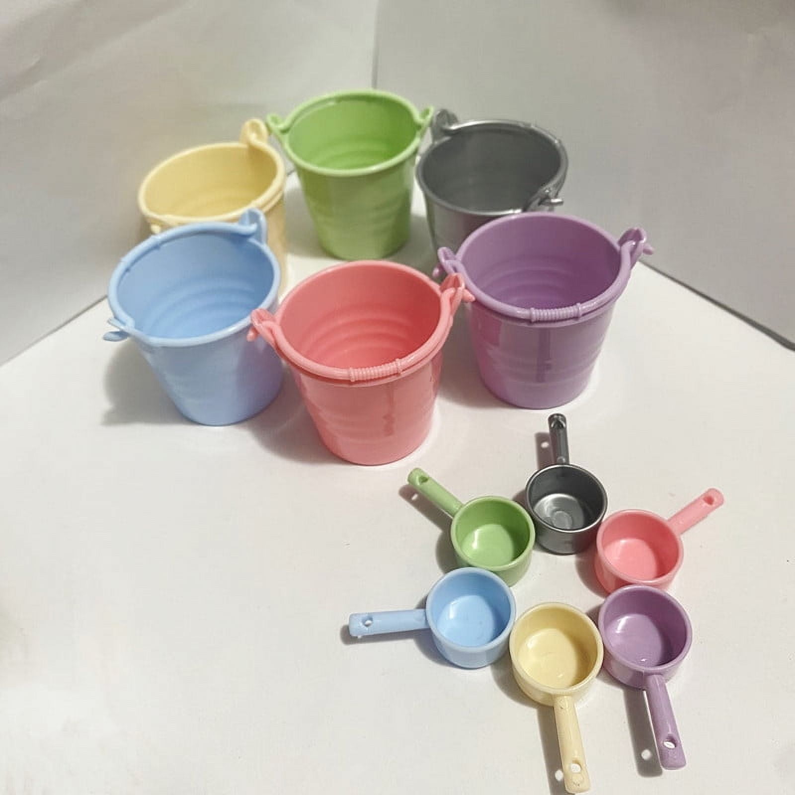 Dayesque 6 Sets Small Bucket Toy With Ladles Mini House Decoration Doll ...