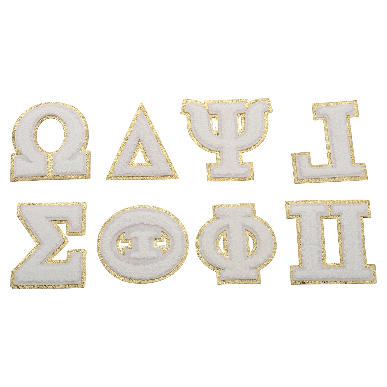 WEUVEB 8Pcs Beige Greek Letter Clothing Patches with Embroidered ...