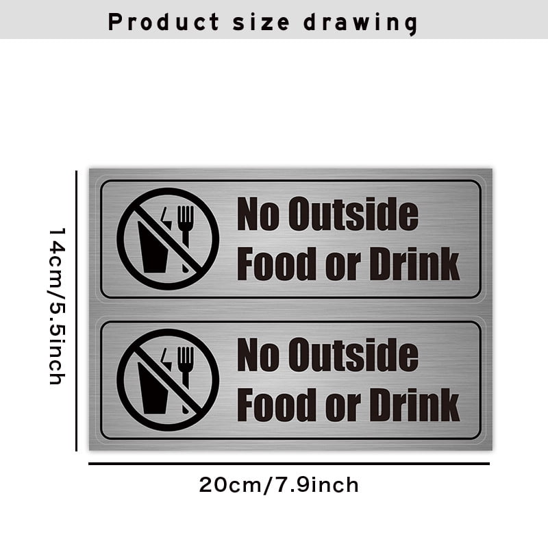 Dayesque 8pcs No Outside Food Or Drink Sign Decal Self-Adhesive Wall ...