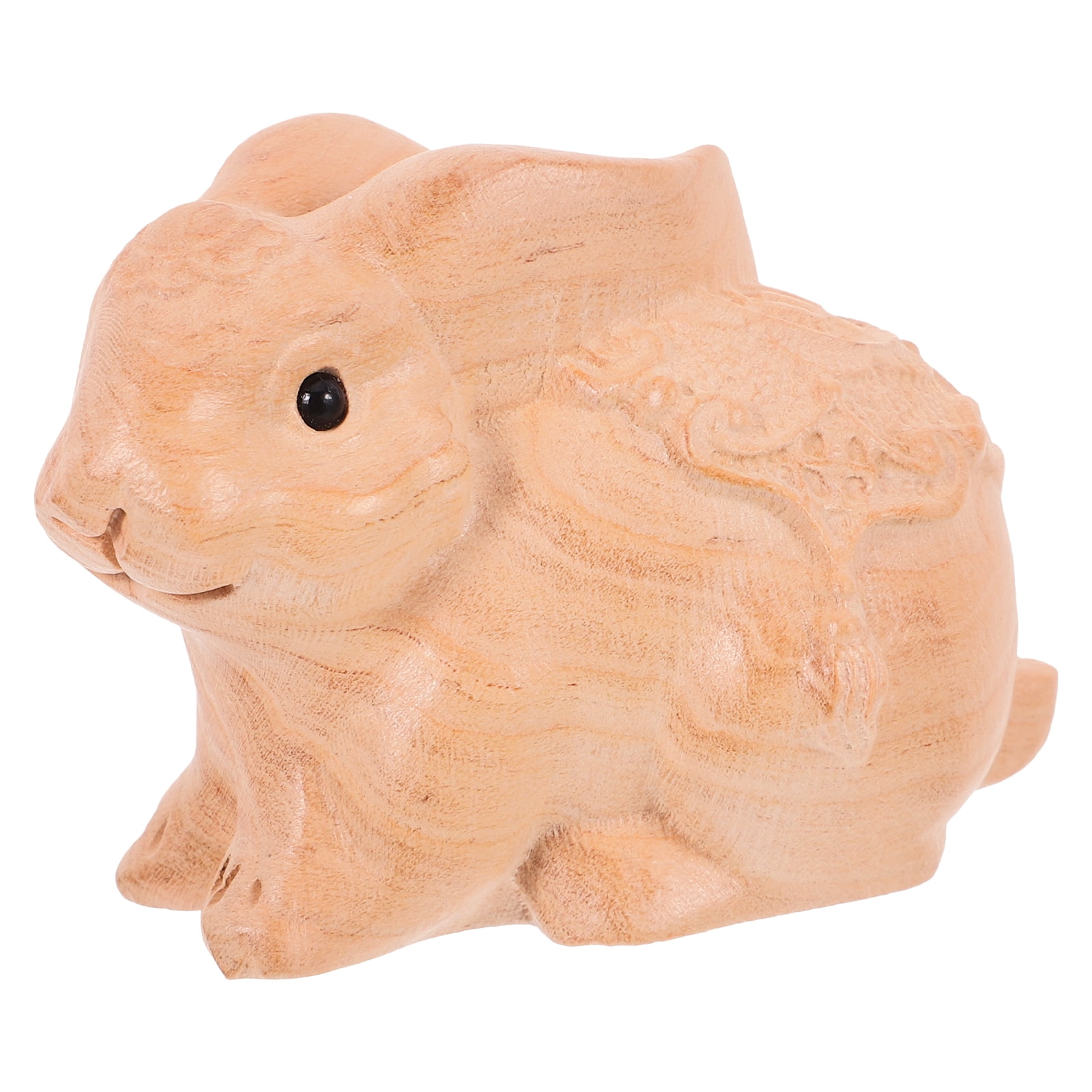 Dayesque Hand Carved Wooden Rabbit Ornament Festival Bunny Figurine For ...