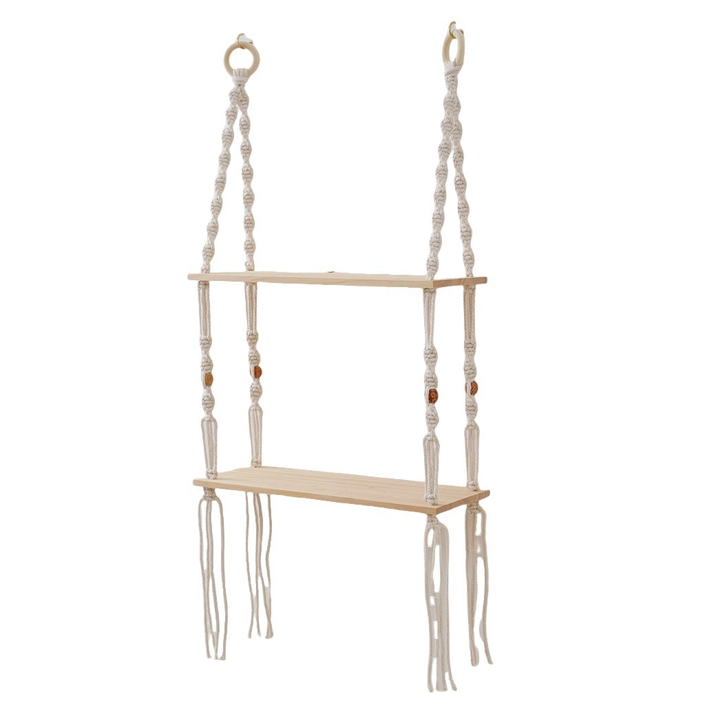 Dayesque Macrame Floating Shelf Boho Woven Wall Shelf Wall Hanging ...