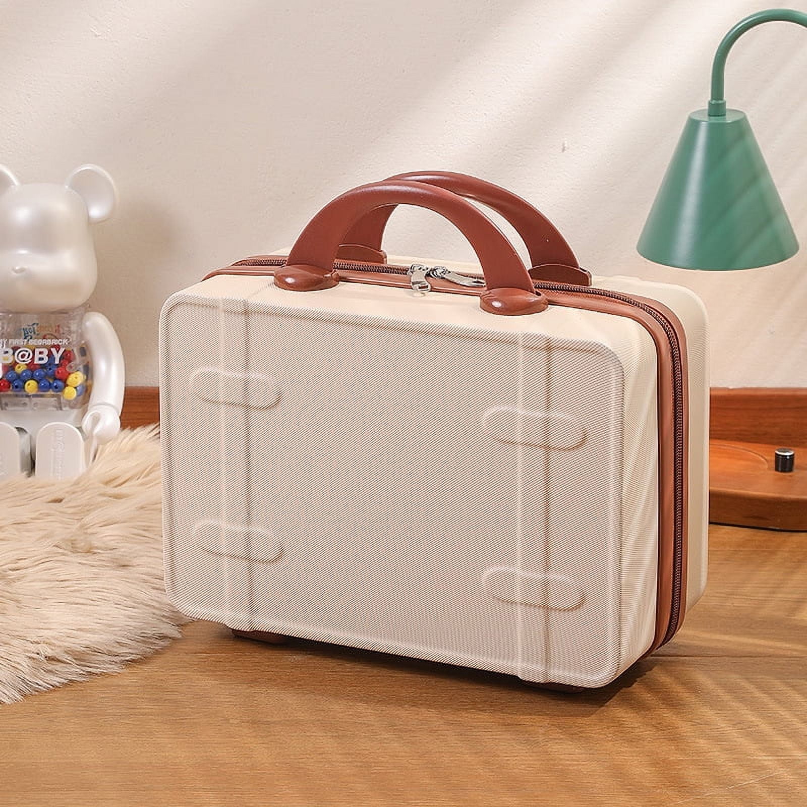 Dayesque Mini Suitcase Retro Portable Makeup Organizer 14-Inch Cosmetic ...
