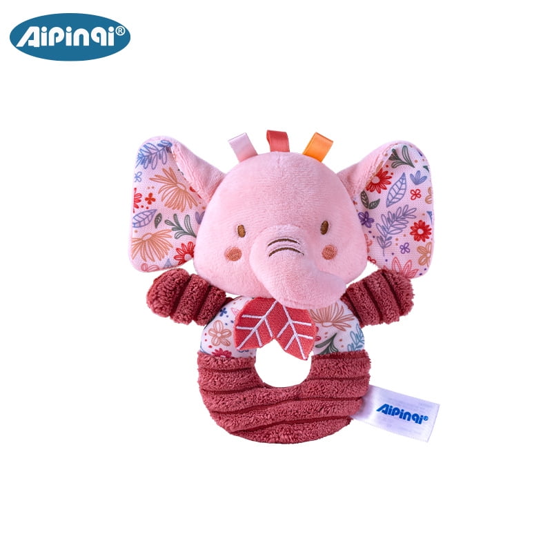 Dayesque Pink Stuffed Elephant Baby Rattle Toy: Crinkle Teething Plush ...