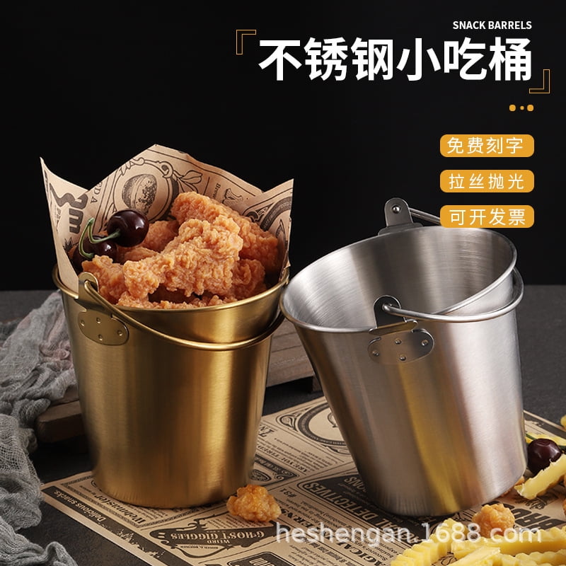 WEUVEB Portable 304 Stainless Steel Snack Bucket - Food Storage ...