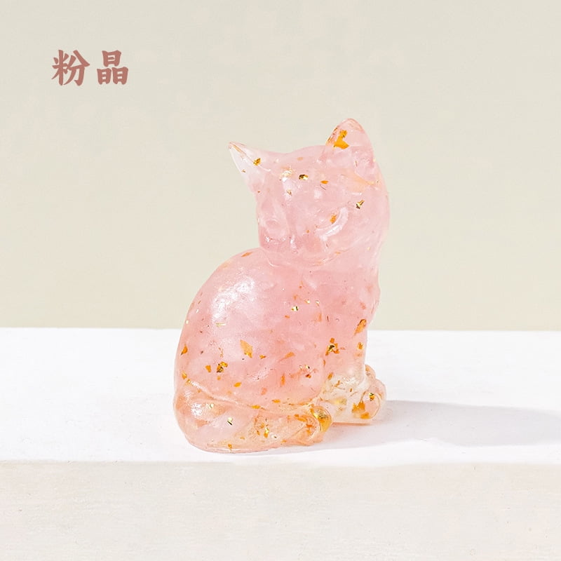 Dayesque Resin Crystal Cat Statue Sculpture Fairy Garden Animal Statue ...
