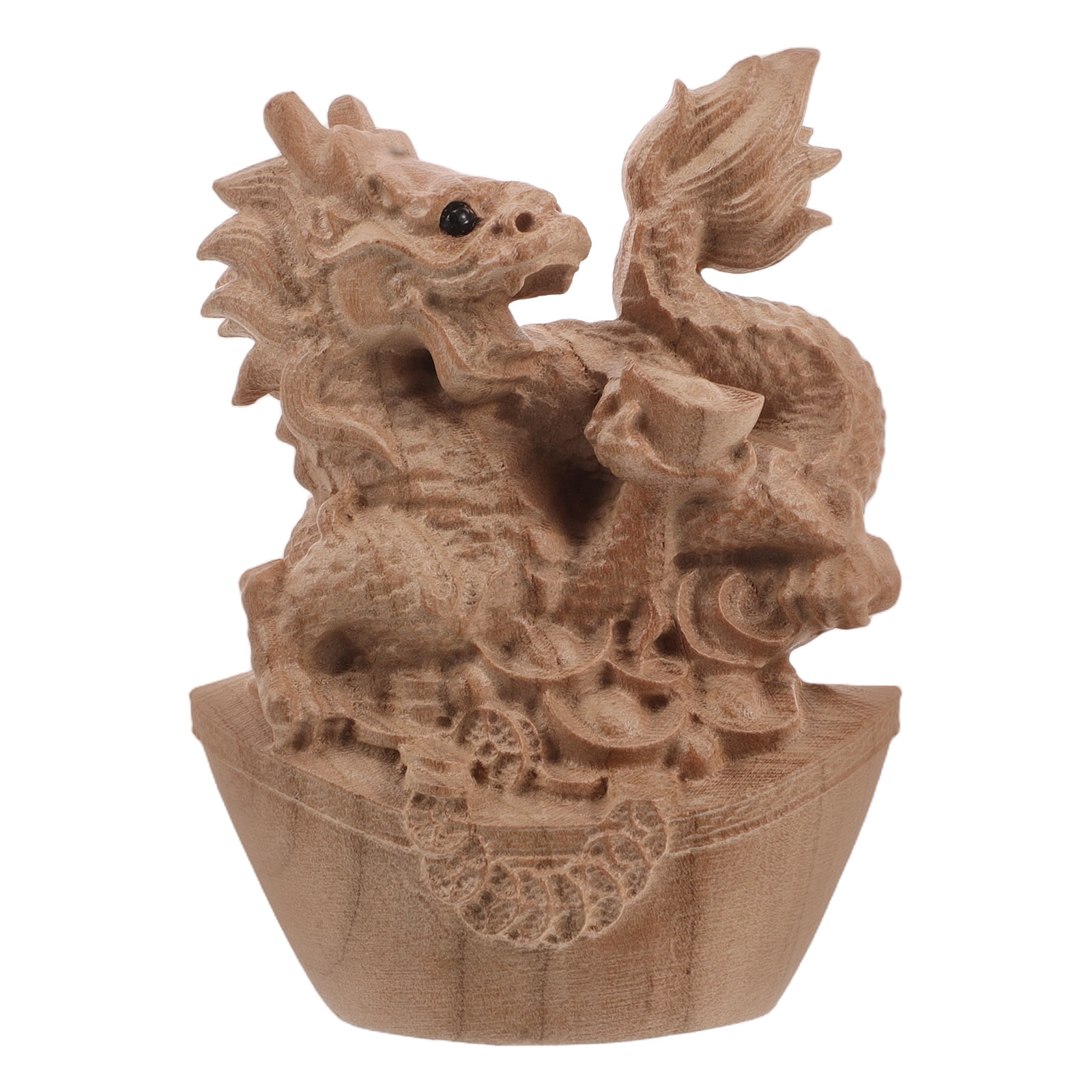 Dayesque Small Dragon Statue Wooden Dragon Figure Mini Dragon Year ...