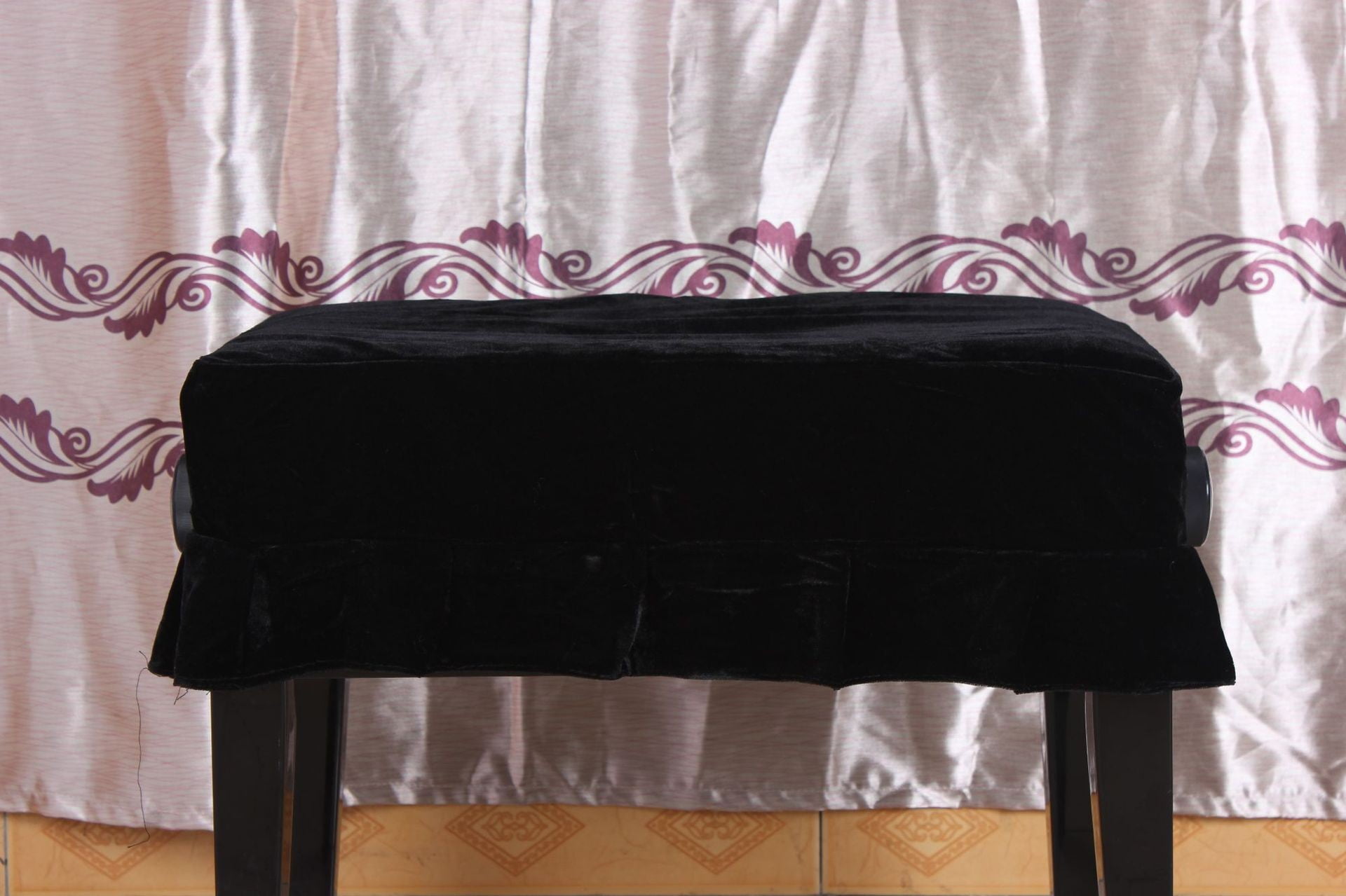WEUVEB Black Elastic Piano Bench Cover Dust Resistant Soft Comfortable ...