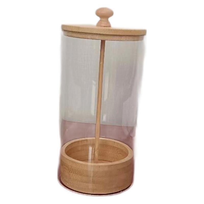 Dayesque Transparent Straw Storage Container with Wood Lid Multi ...