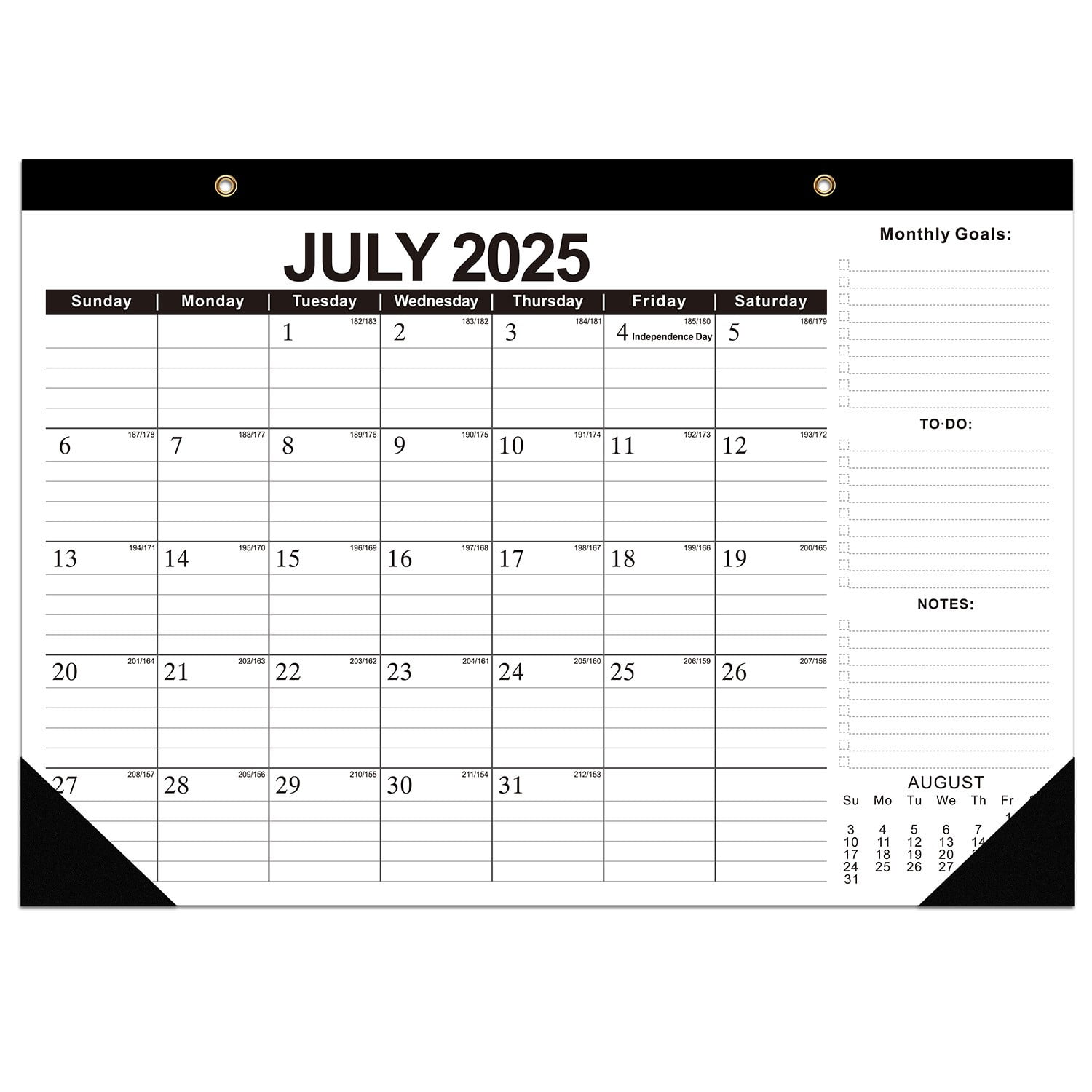 WEUVEB Large Grid Vertical Calendar Black Wall Hanging for Effective ...