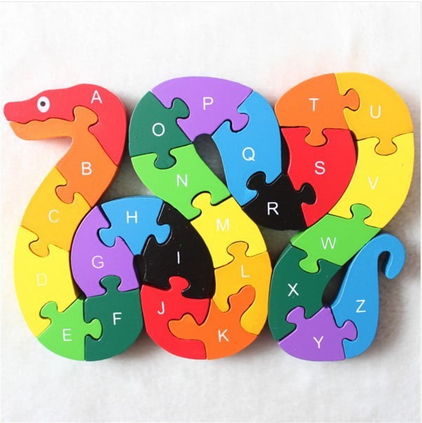 WEUVEB Montessori Puzzles Alphabet Jigsaw Puzzle Wood 1Pcs For Creative ...