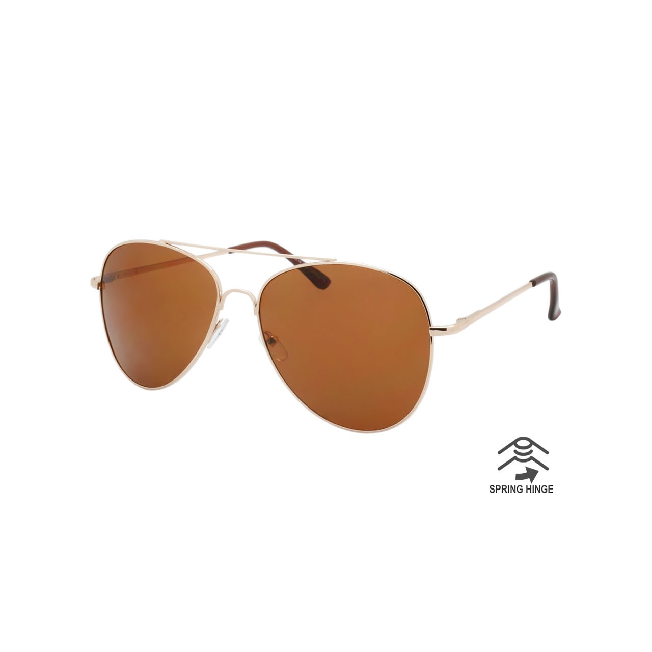 Daylee Naturals Aviator Spring Hinge Sunglasses Gold Frame Brown Lens ...