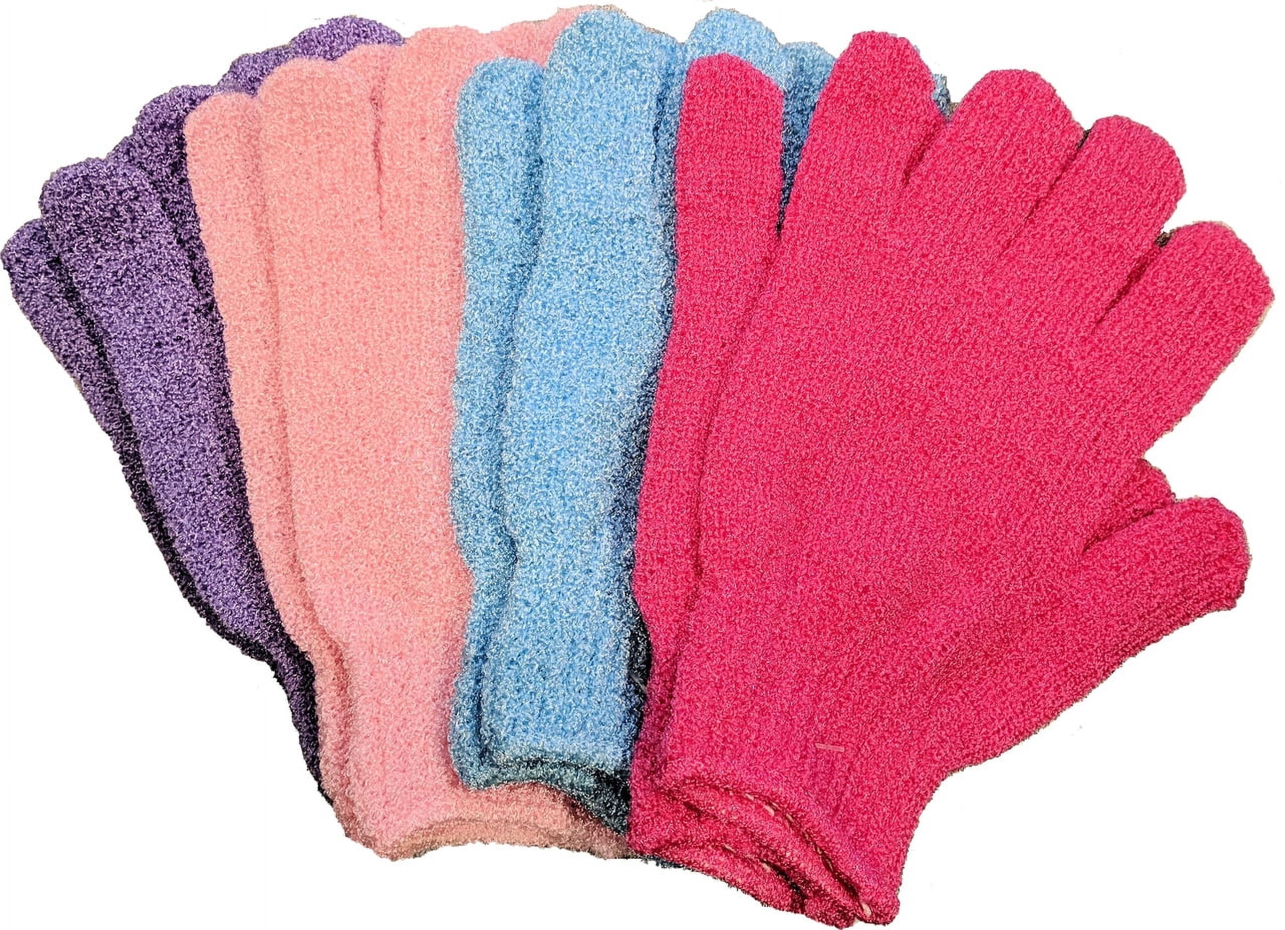 Daylee Naturals Exfoliating Bath Gloves 4 Pairs with Elastic Sleeve for ...