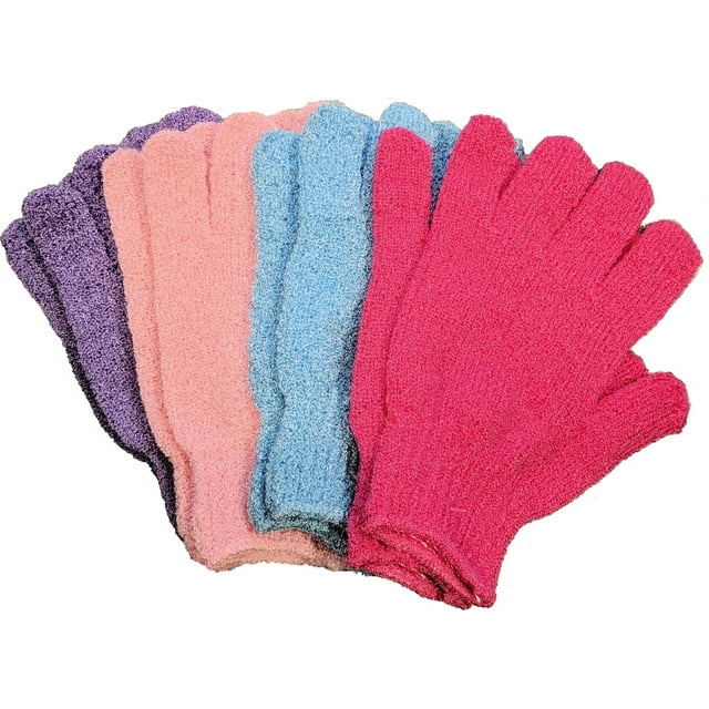 Daylee Naturals Heavy Exfoliation Body Scrubbing Bath Gloves, 4 Pairs ...