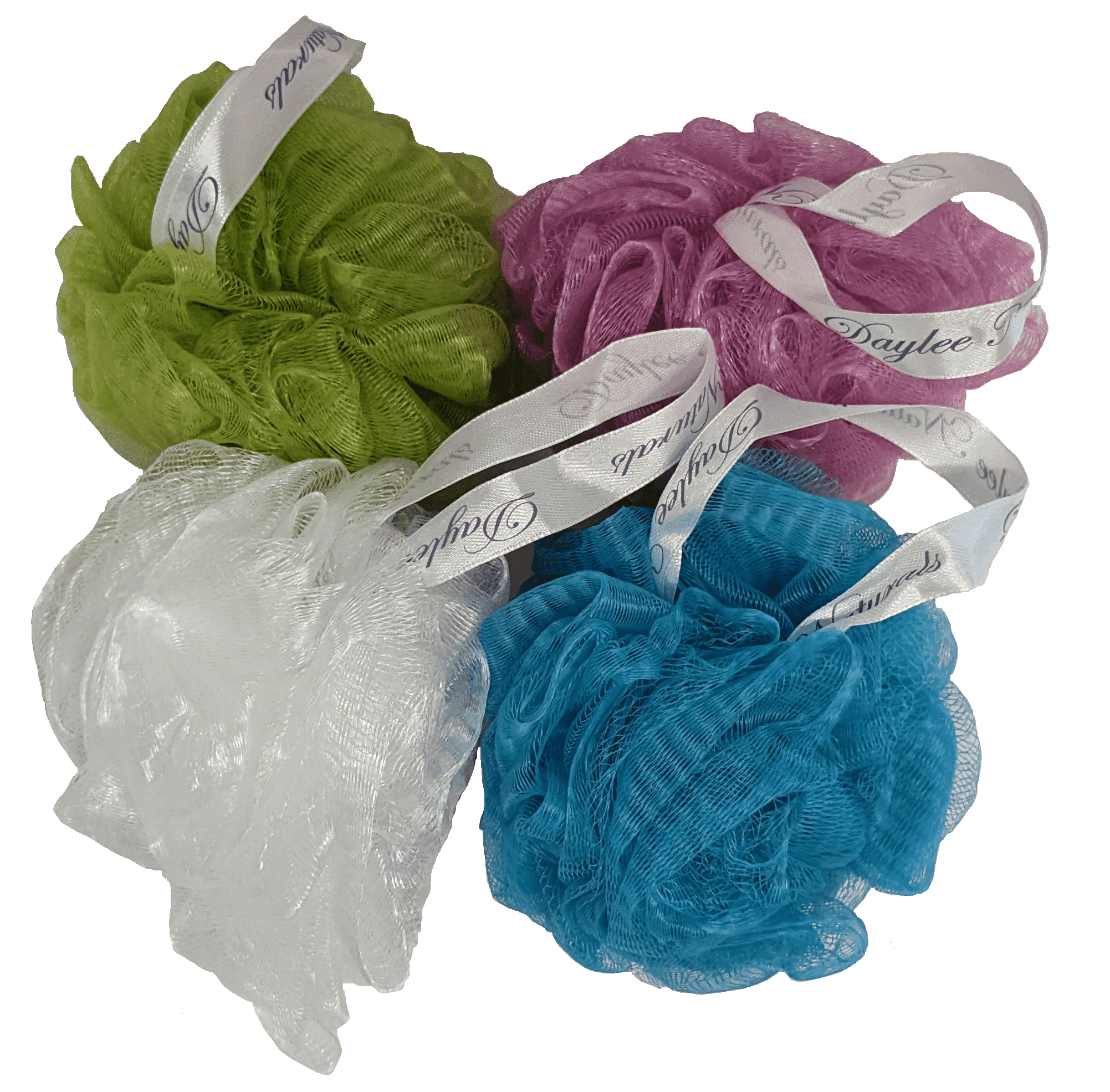 Daylee Naturals Shower Body Scrub Mesh Bath Pouf Sponge 4 Pack Set ...
