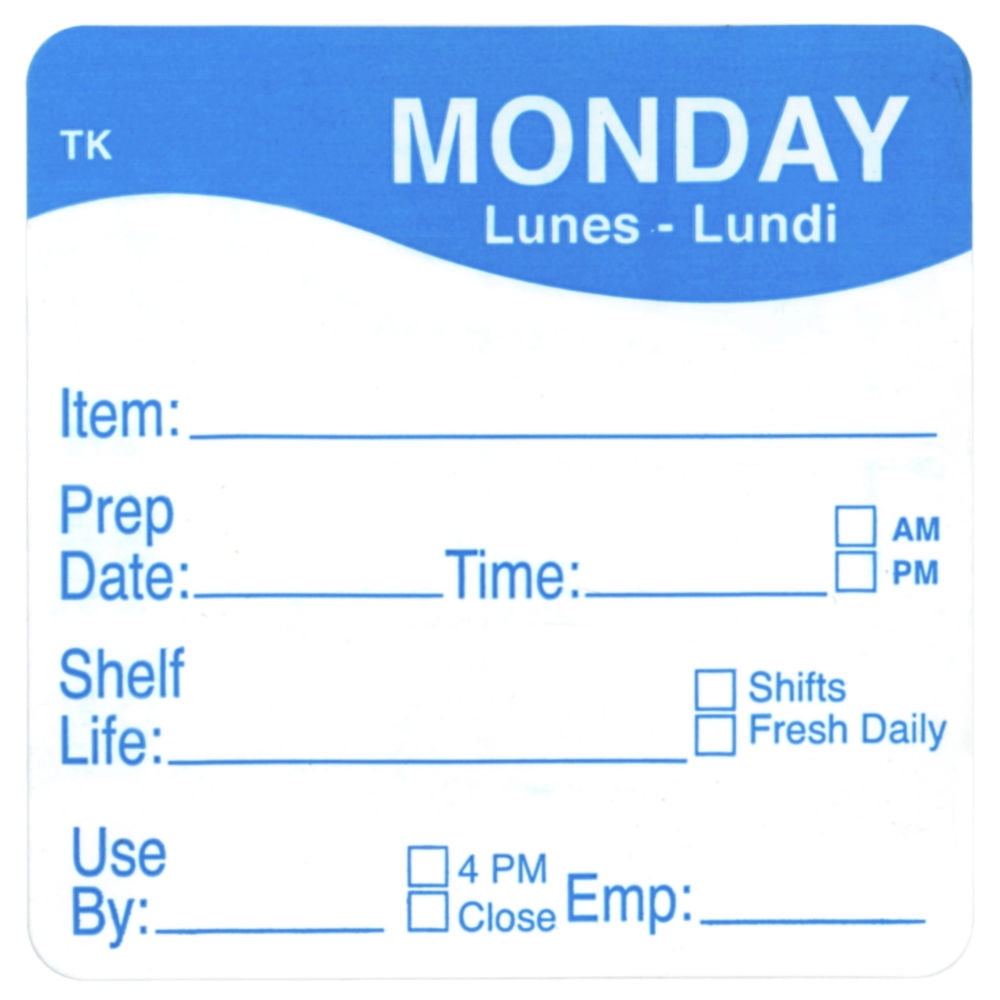 Daymark ToughMark Monday Labels Blue/White Day of The Week Labels - 2 ...