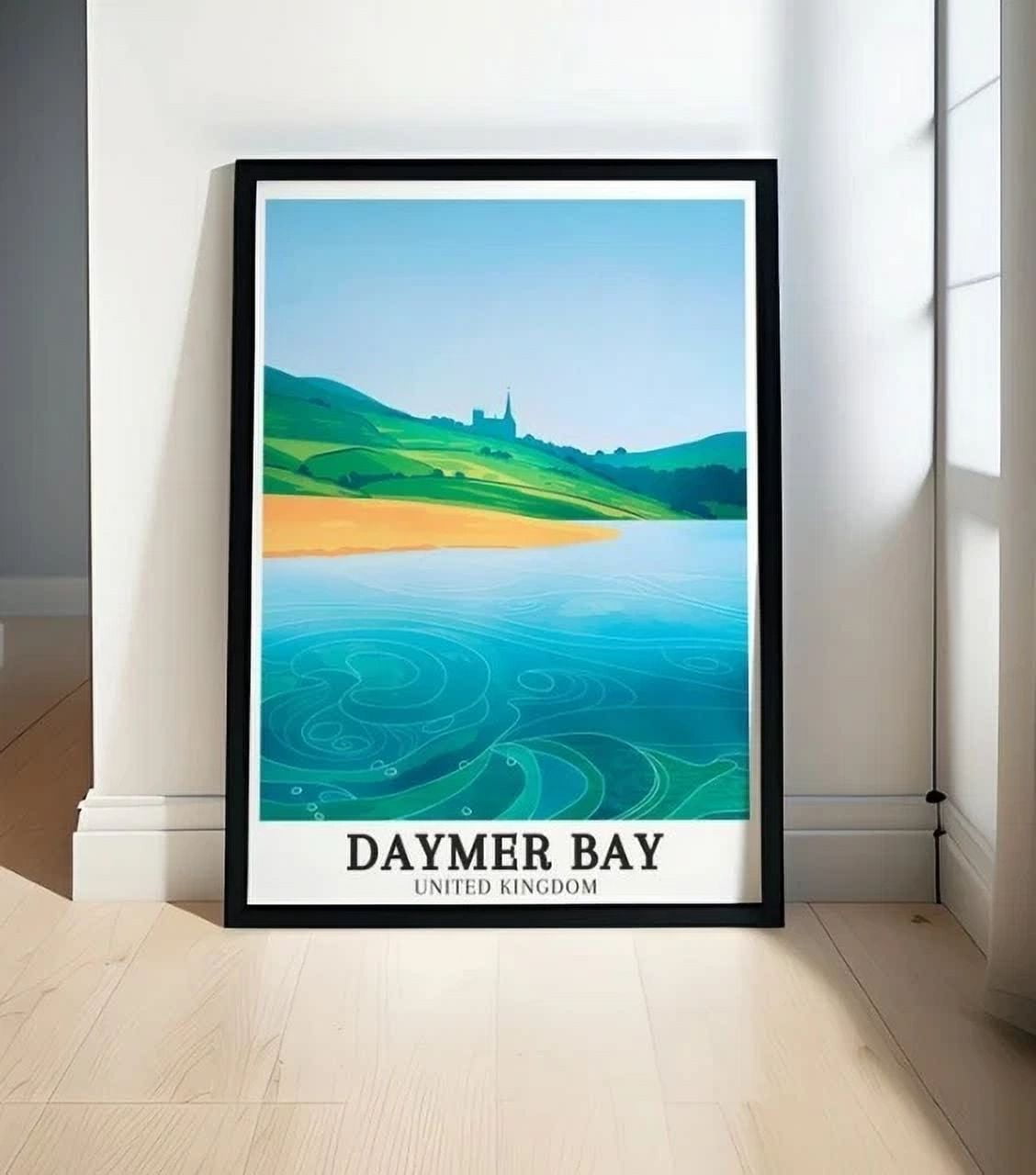 Daymer Bay Travel Print - Daymer Beach, St. Enodoc Church Travel Poster ...
