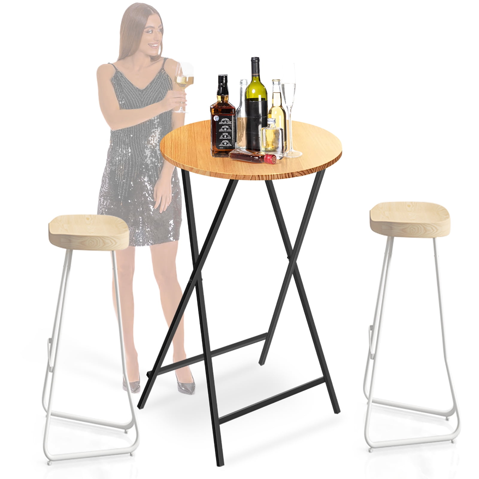 Dayooh Bar High Folding Table 23in Solid Wood Table Top Outdoor Bar ...