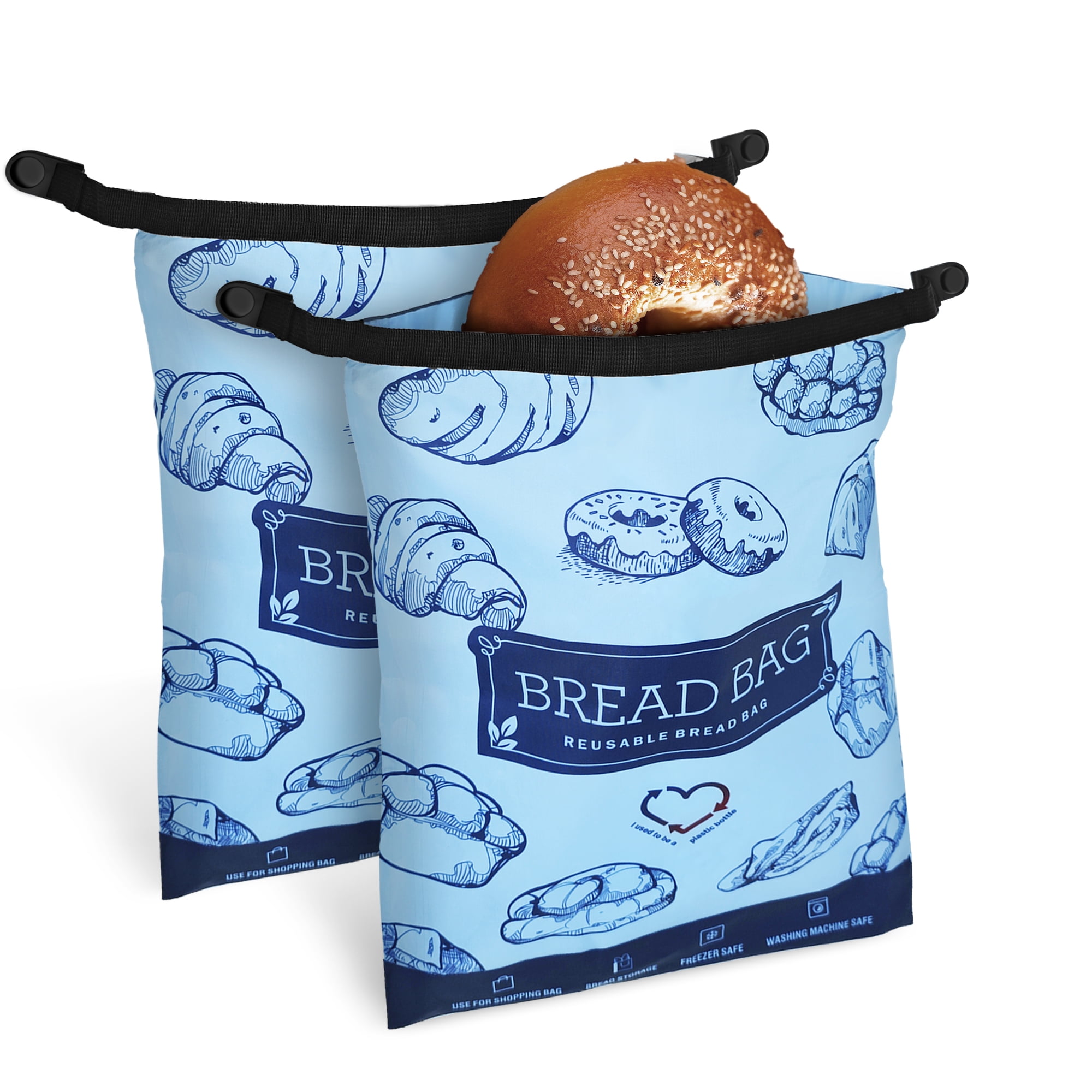 Dayooh Bread Bag 2 Packs Zipper Reusable Bread Bags for Bread Storage ...