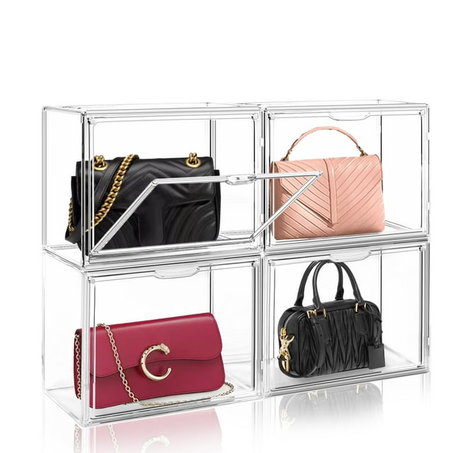 Dayooh Clear Acrylic Handbag Display Box, Stackable with Magnetic Door ...