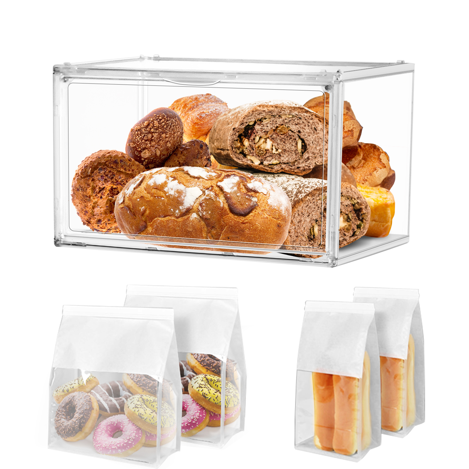 Buddeez Sandwich Size Bread Buddy Dispenser, Plastic Bread Box Storage ...