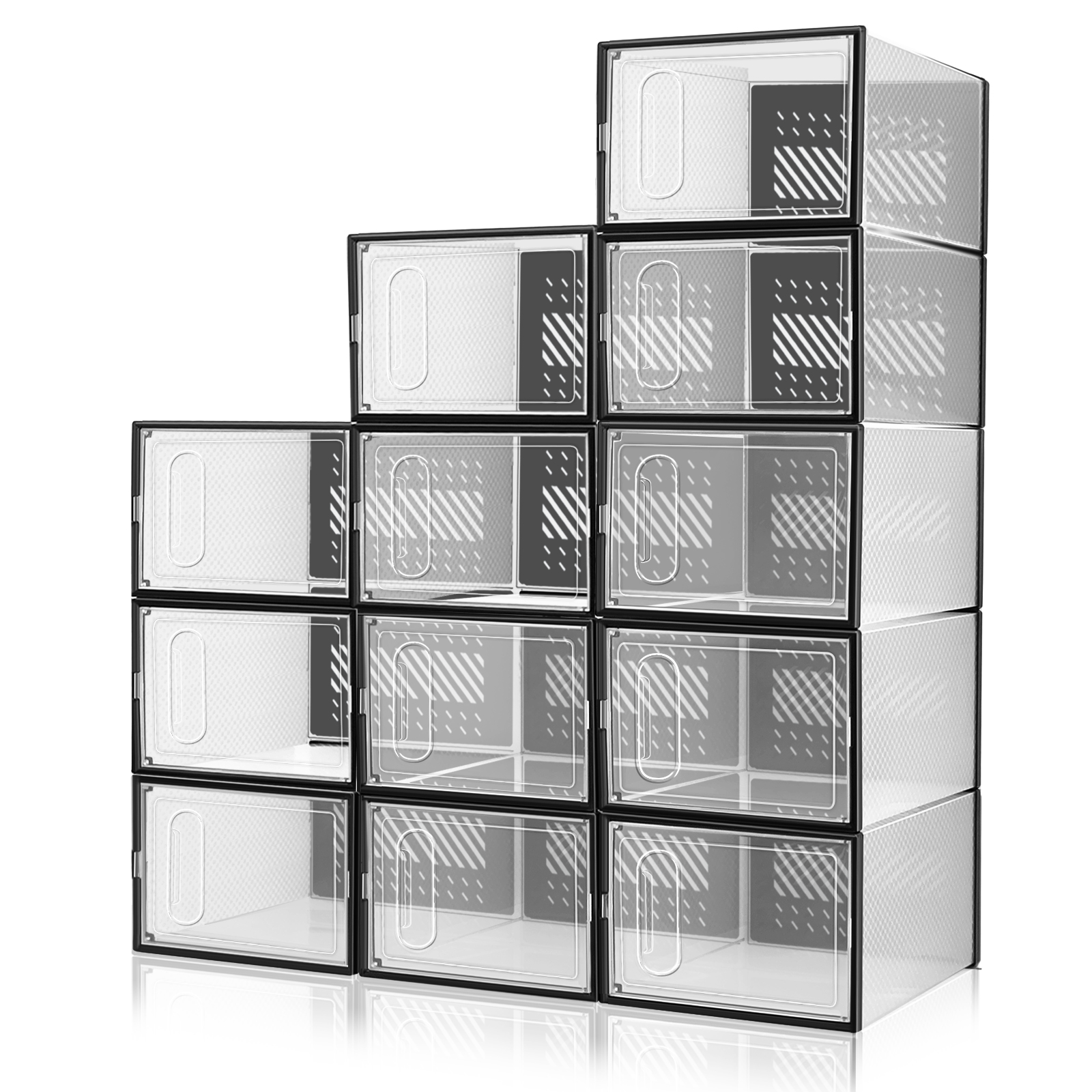 Mainstays Clear Glossy Plastic Extra Tall Shoe Box with Lid, Adult Size ...