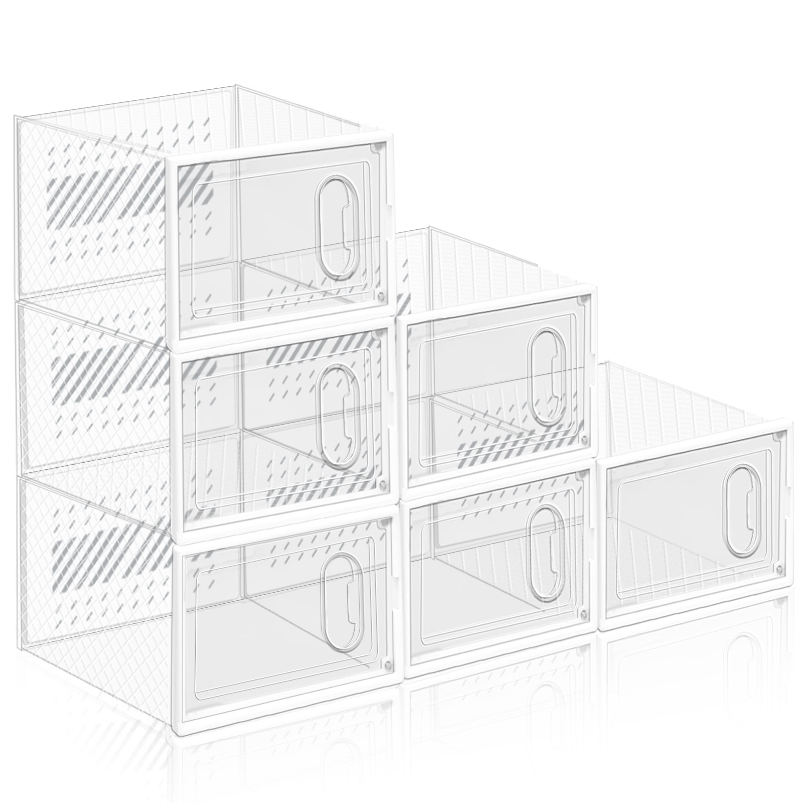 Dayooh Clear Plastic Shoe Box Set of 12, Stackable Storage Organizer ...