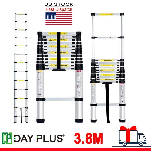 Dayplus 12.5ft Stretchable Telescopic Ladder Collapsible Loft Storage ...