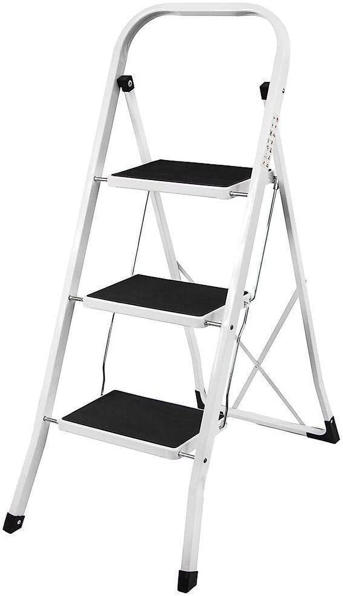 Dayplus 3 Steps Folding Step Ladder Foldable Lightweight Stepladder Non ...