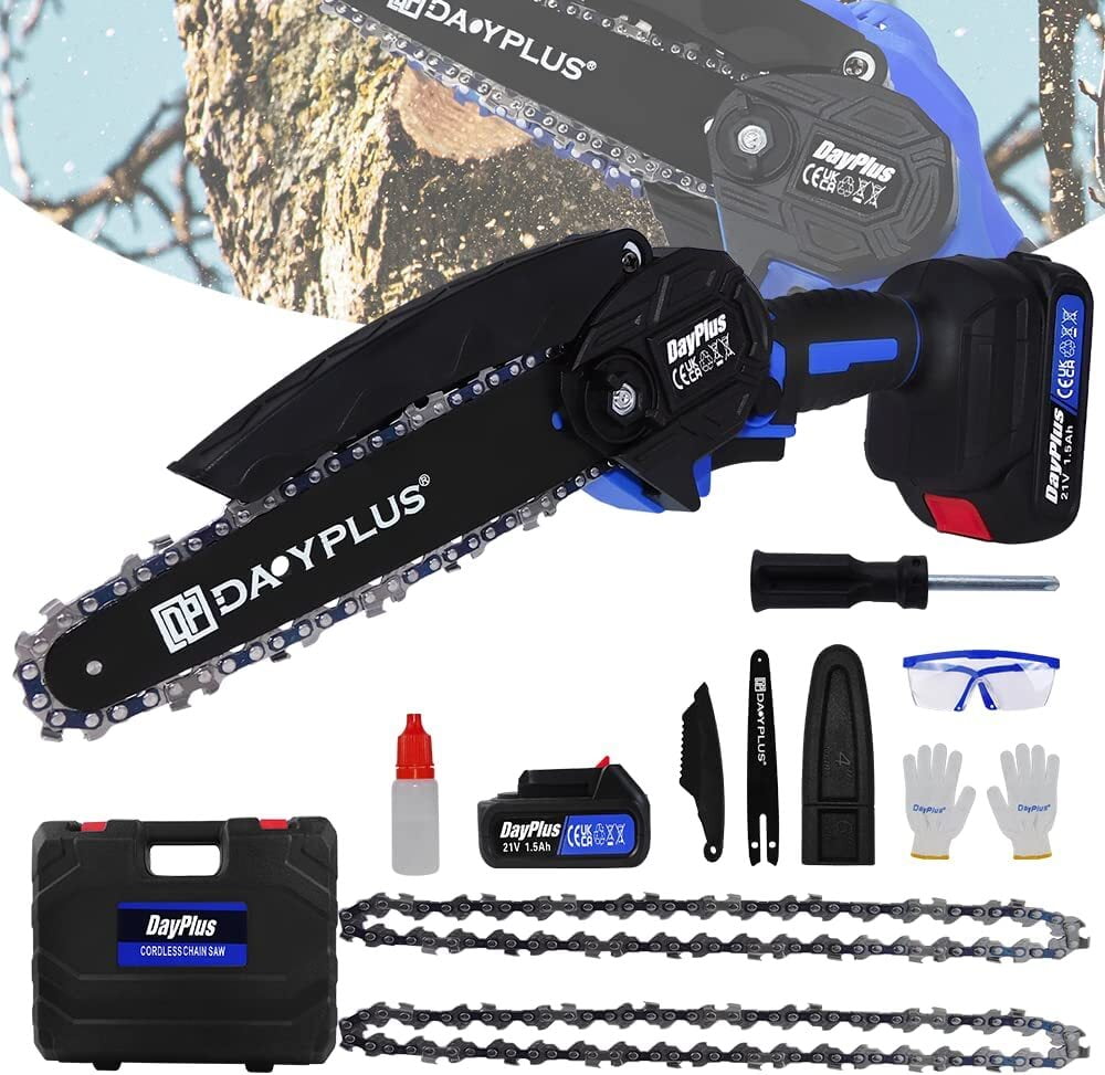 Dayplus 6" 600W Mini Cordless Chainsaw Electric One-Hand Saw Wood ...