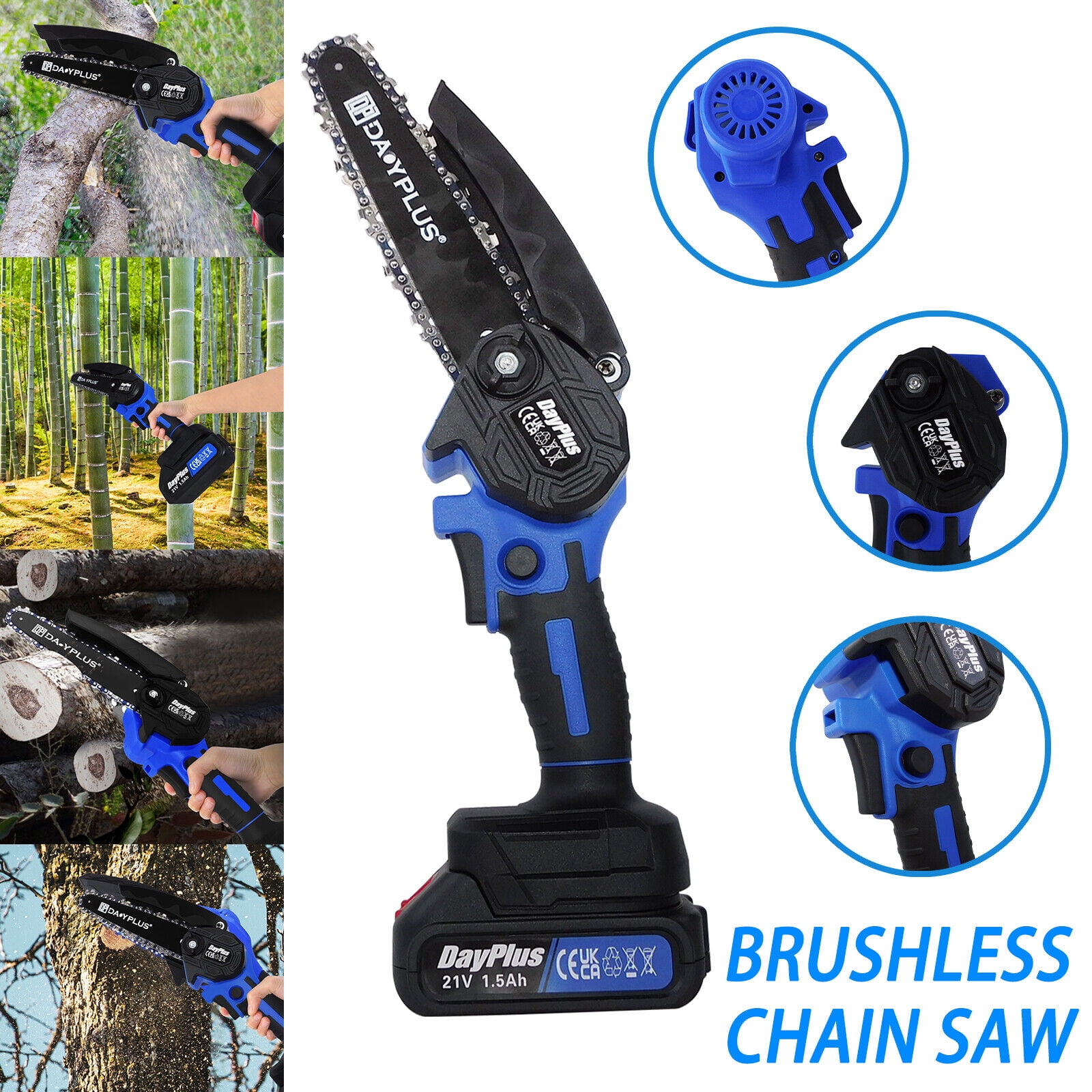 Dayplus 6" Mini Chainsaw Cordless Electric Power Chain Saw 1.5ah ...