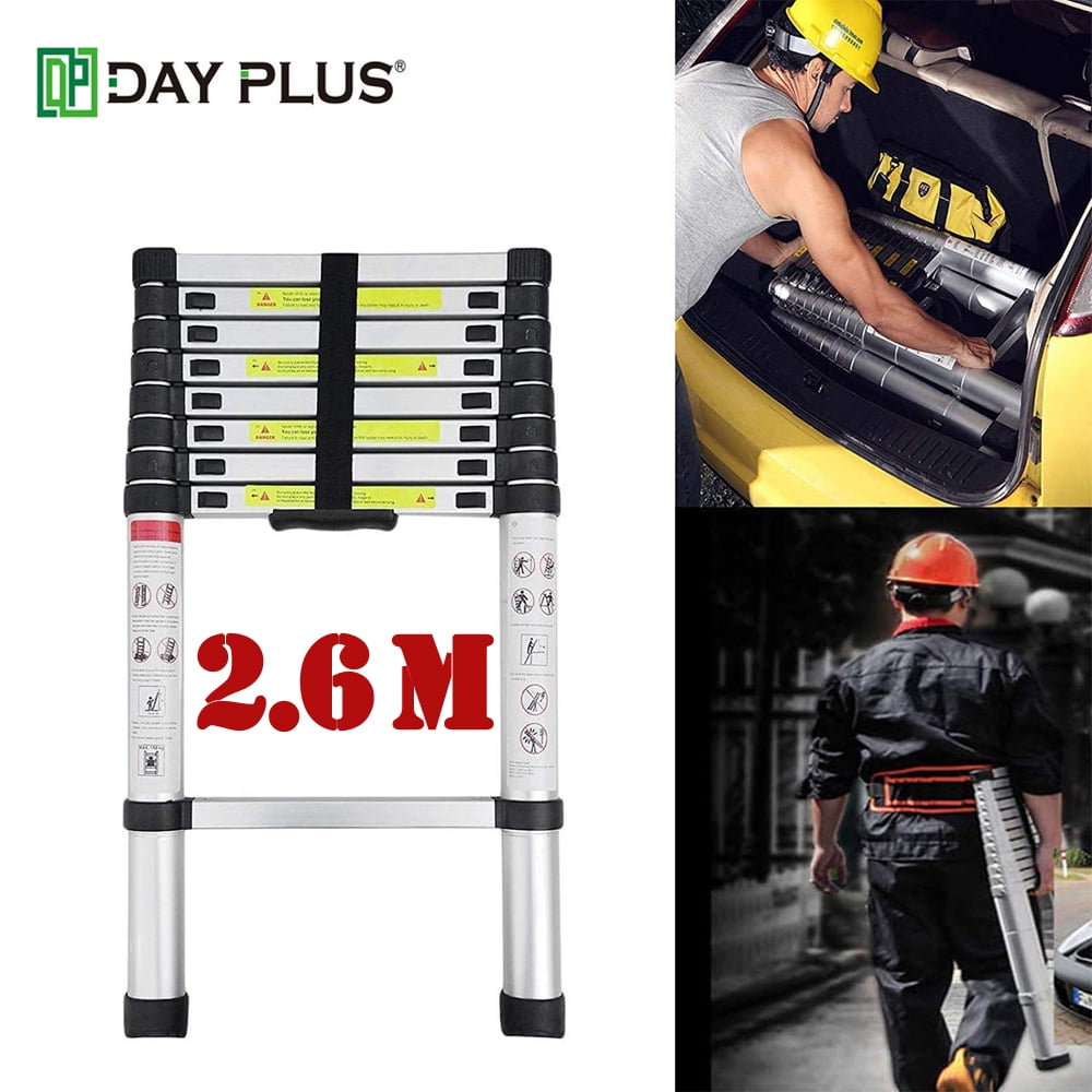 Dayplus 8.5FT Aluminum Telescoping Ladder Collapsible Extension Ladder ...