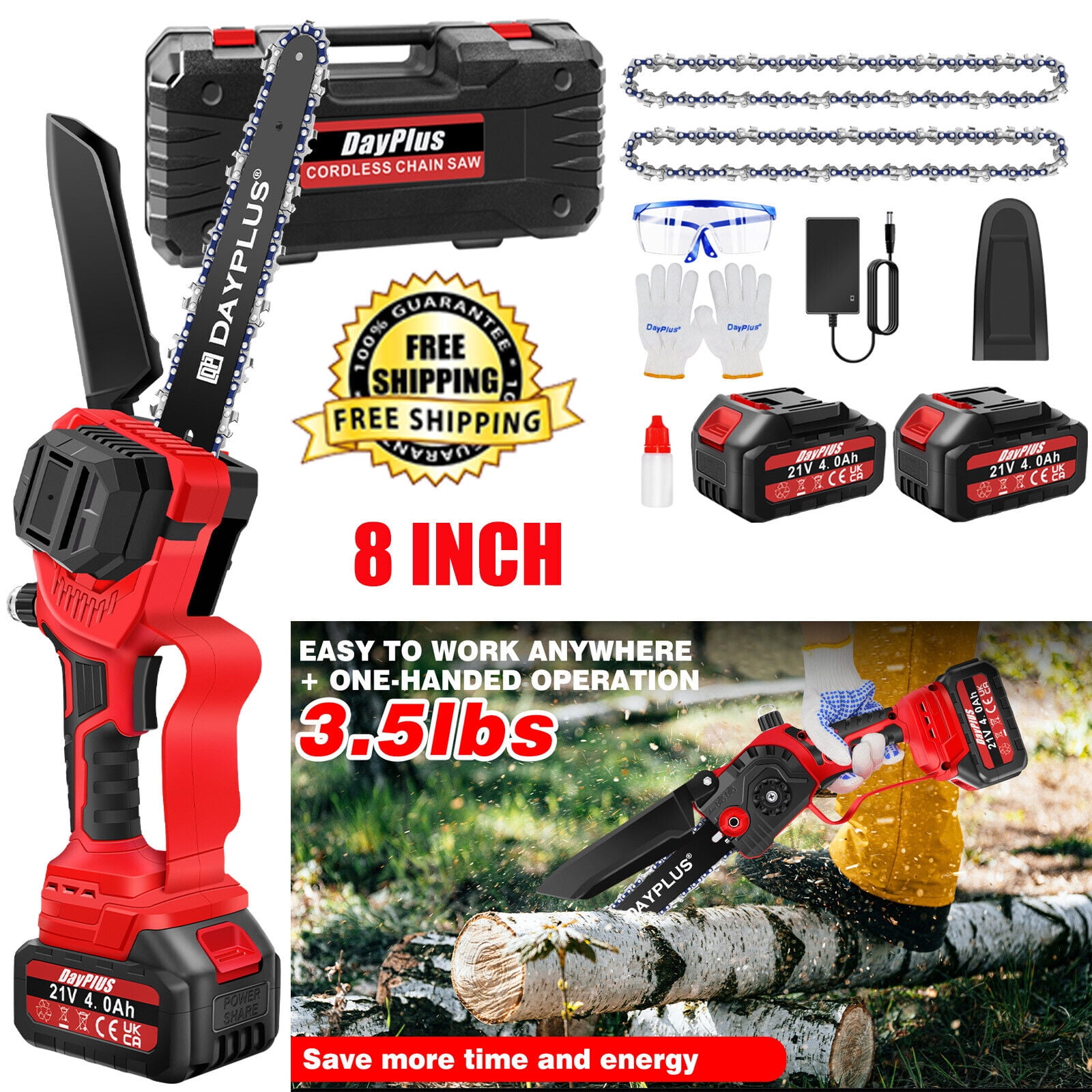Dayplus Bruhsless Chainsaw Cordless Handheld Portable Branch Wood ...
