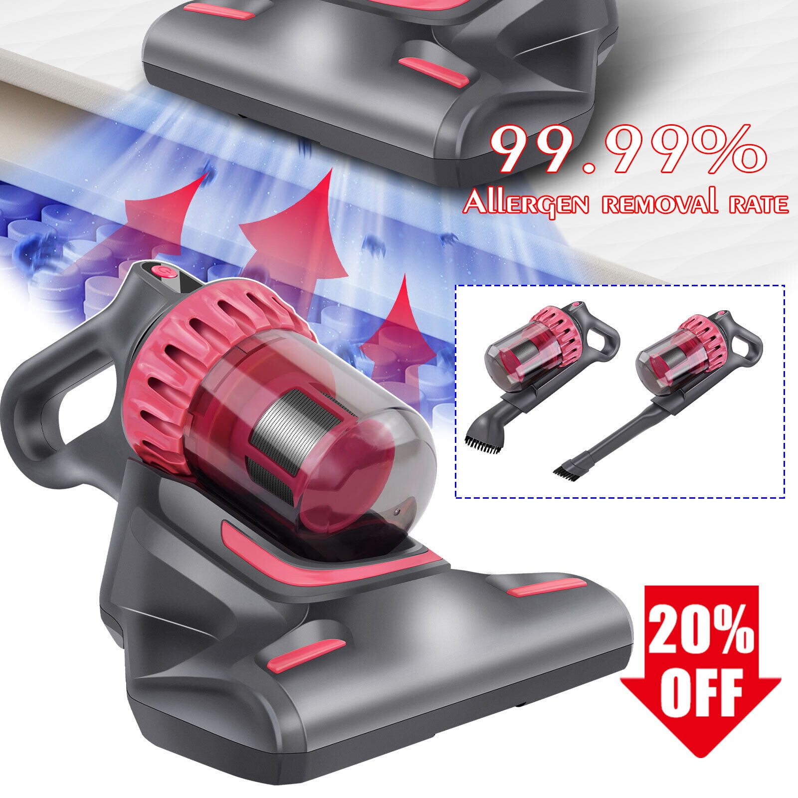 Dayplus Cordless UV Dust Mite Remover Vacuum Cleaner for Bed Sofa ...