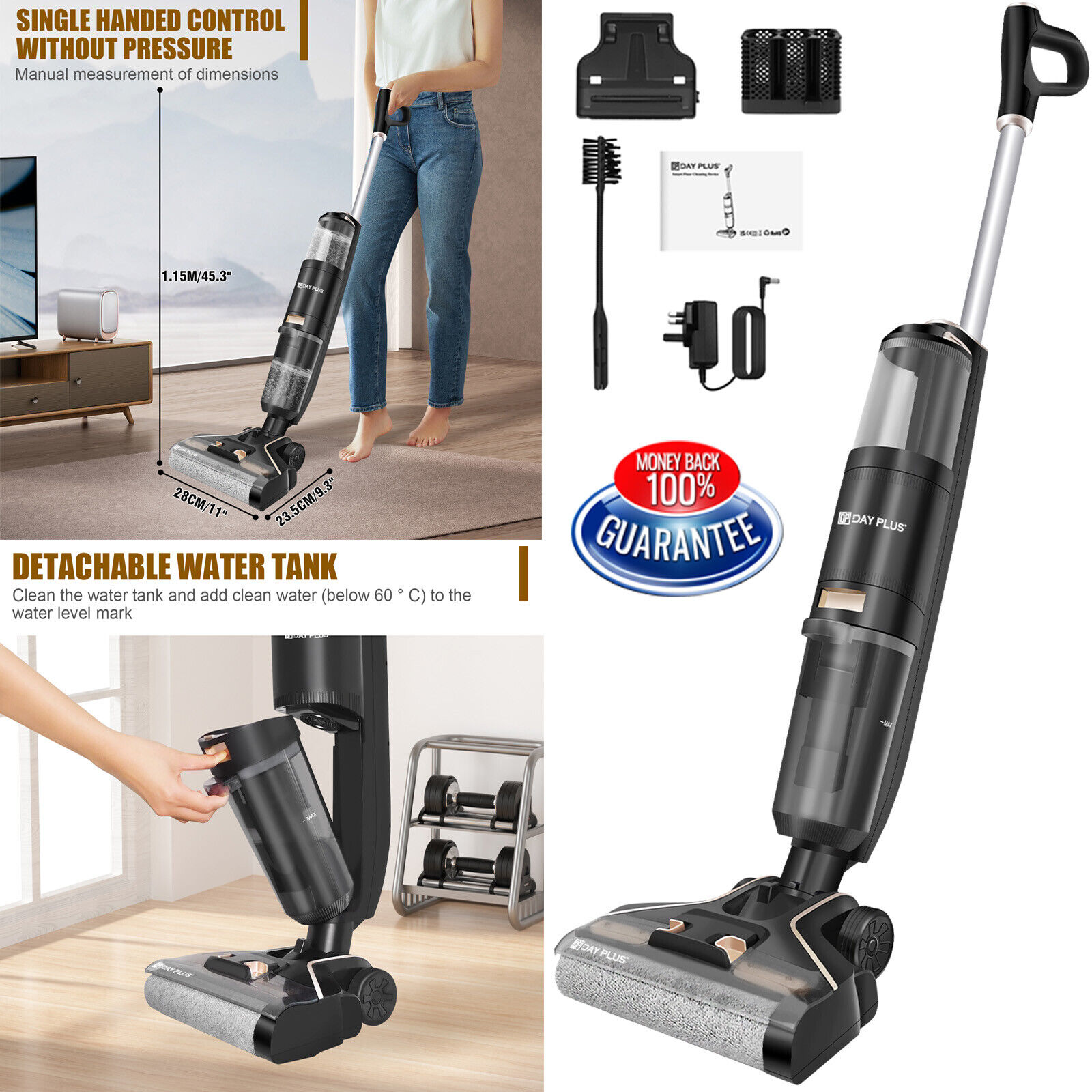 Dayplus Cordless Wet-Dry Vacuum Cleaner and Mop for Hard Floors, 3 in 1 ...