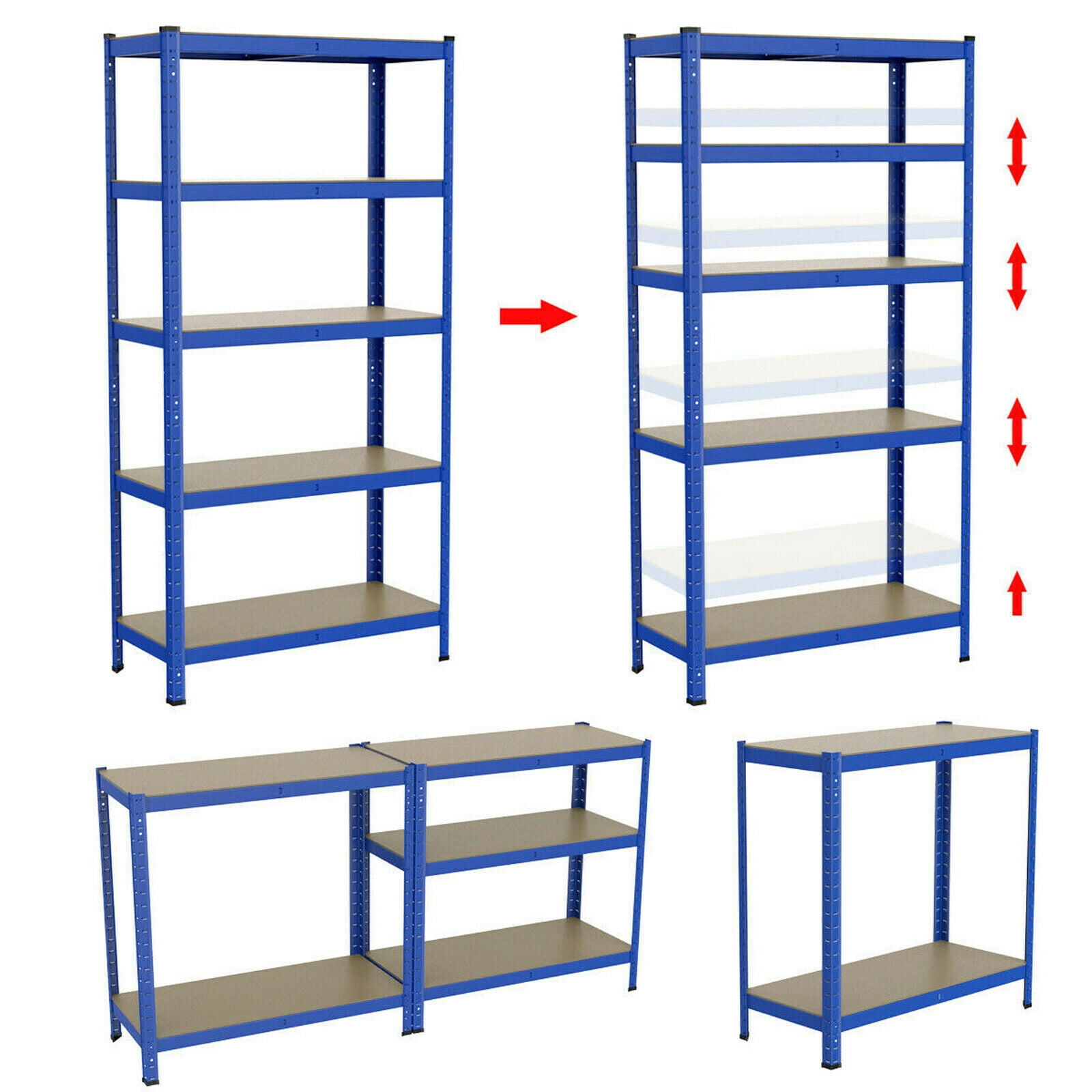 Dayplus Garage Shelving Units 150cm H Heavy Duty 5 Tier Racking Shelves ...