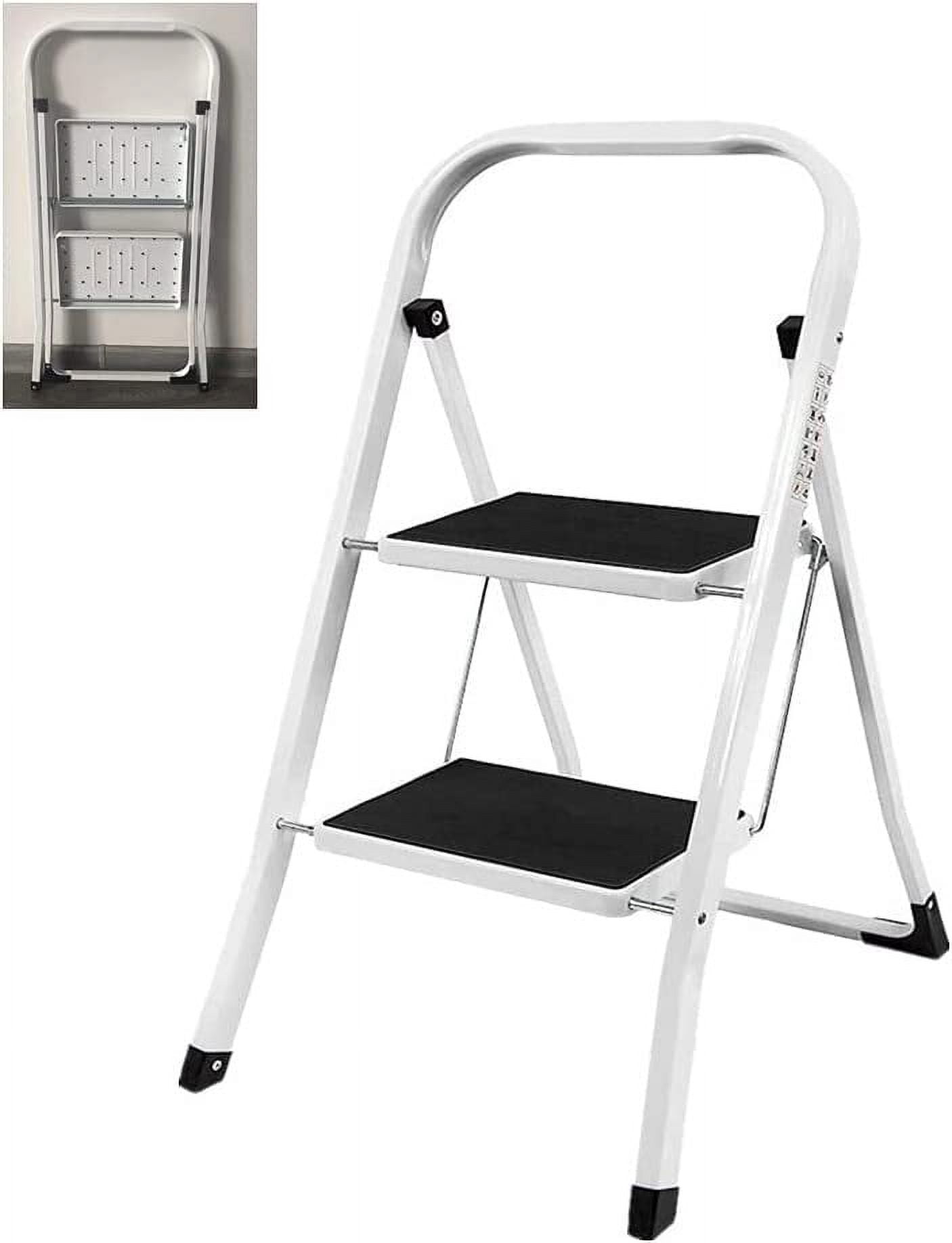 Dayplus Heavy Duty Steel 2 Step Ladder Portable Compact Folding Metal ...