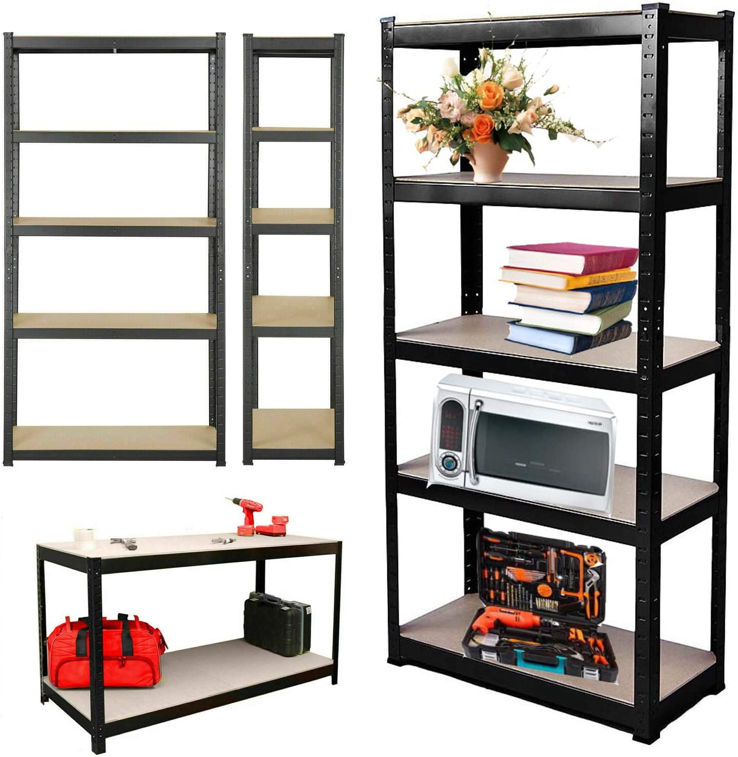 Dayplus Racking 5 Tier Boltless Garage Shelving Storage Rack Heavy Duty ...