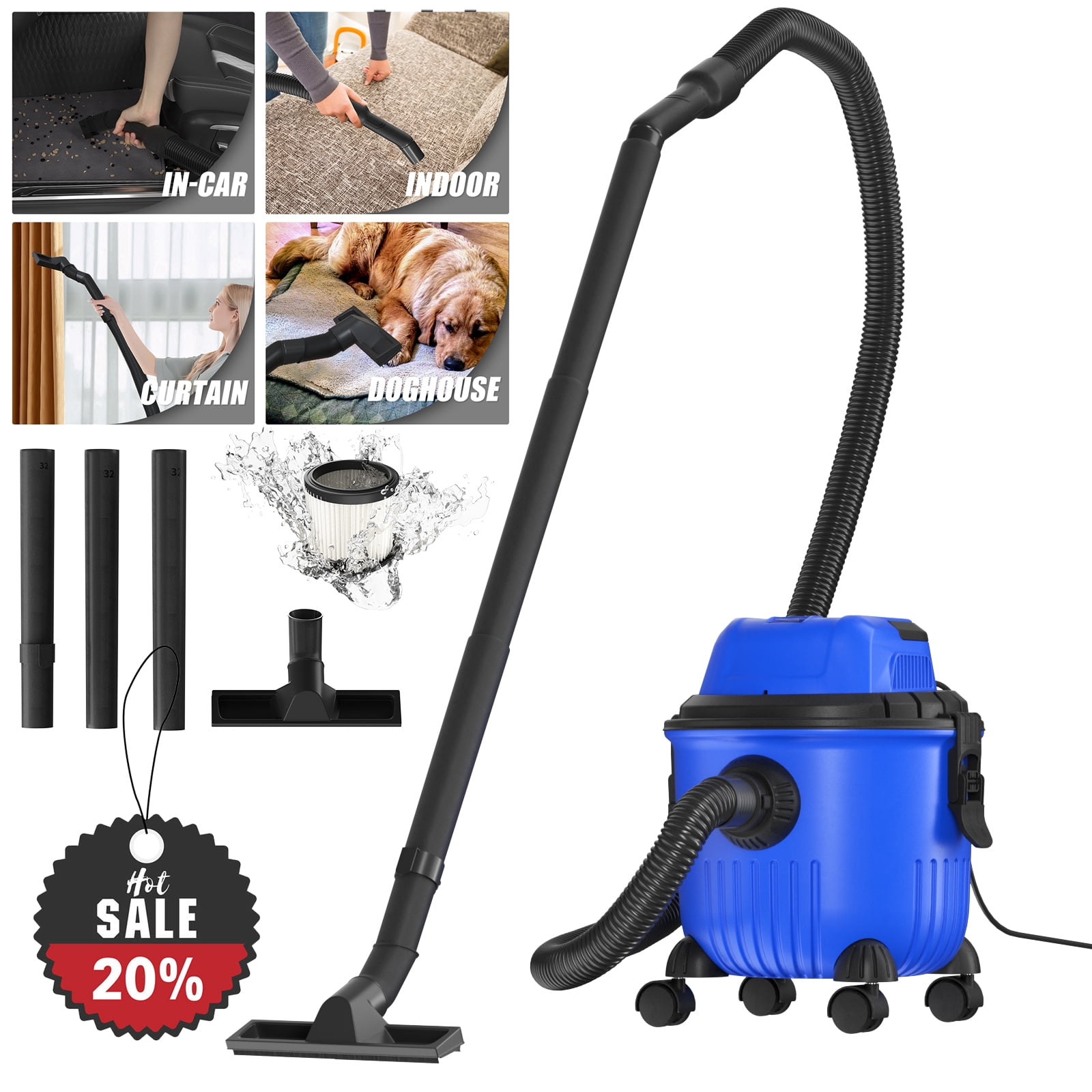 Dayplus Wet Dry Vacuum Cleaner, 15 Litre Capacity Vacuum Cleaner ...