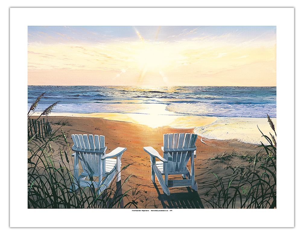 Days End Duo - Beach Chairs & Sunset Ocean View - From an Original ...