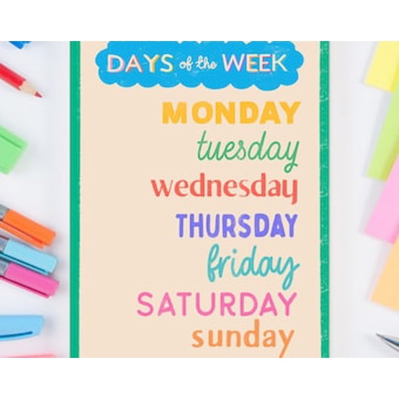 Days Of The Week Classroom Poster Colorful Educational Chart For ...