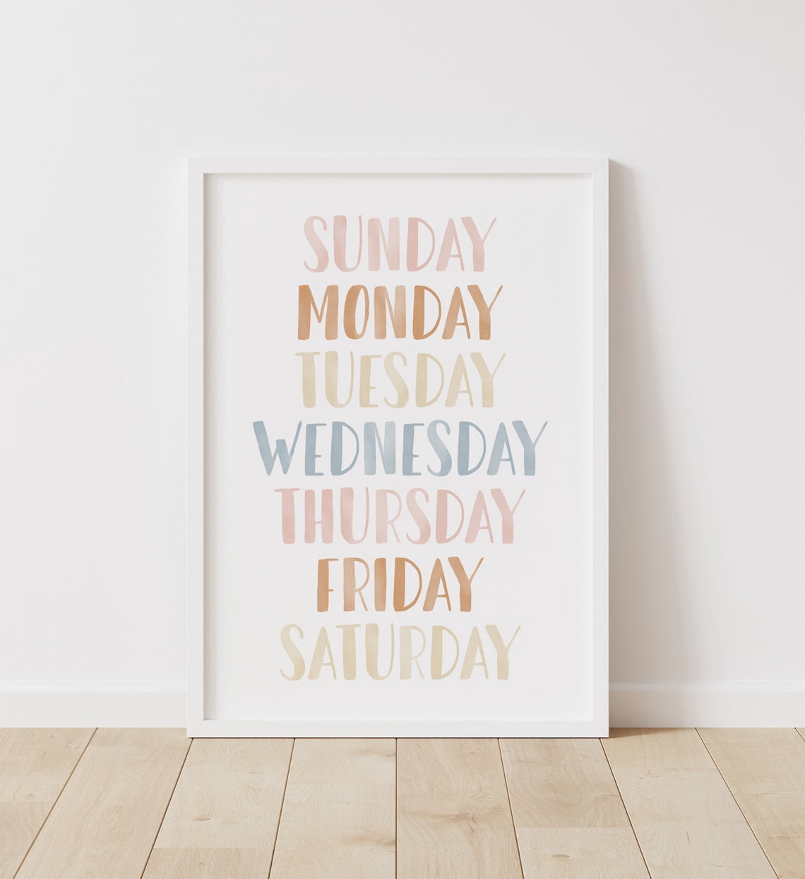 Days Of The Week Educational Wall Art Boho Nursery Decor Neutral ...