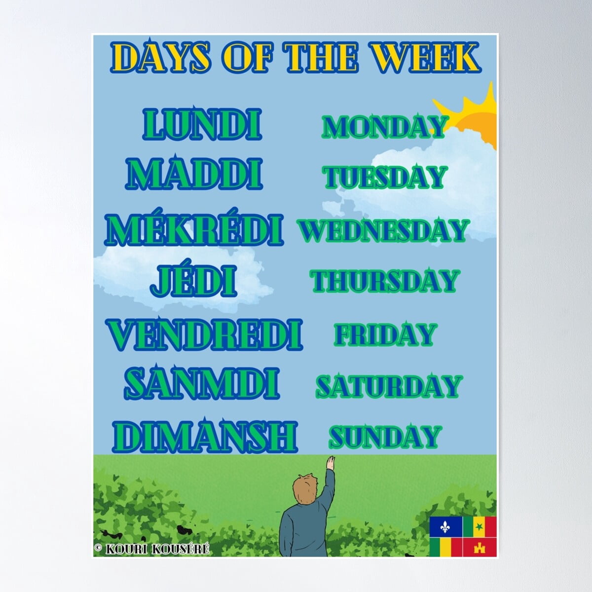 Days Of The Week Kouri Vini Educational Poster Poster Wall Art, Modern ...