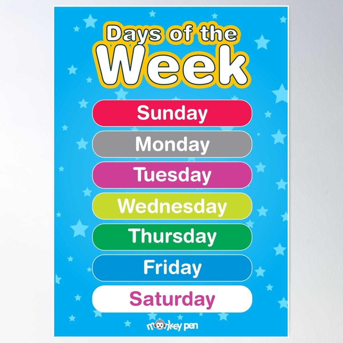 Days Of The Week Poster | Days Of The Week Educational Chart Poster ...