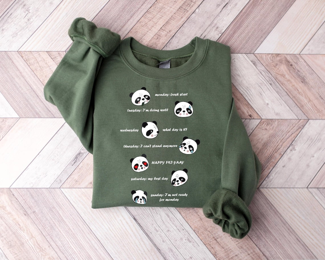 Days Of The Week Shirt, Cute Panda Hoodie, Happy Friyay, Panda Lover ...
