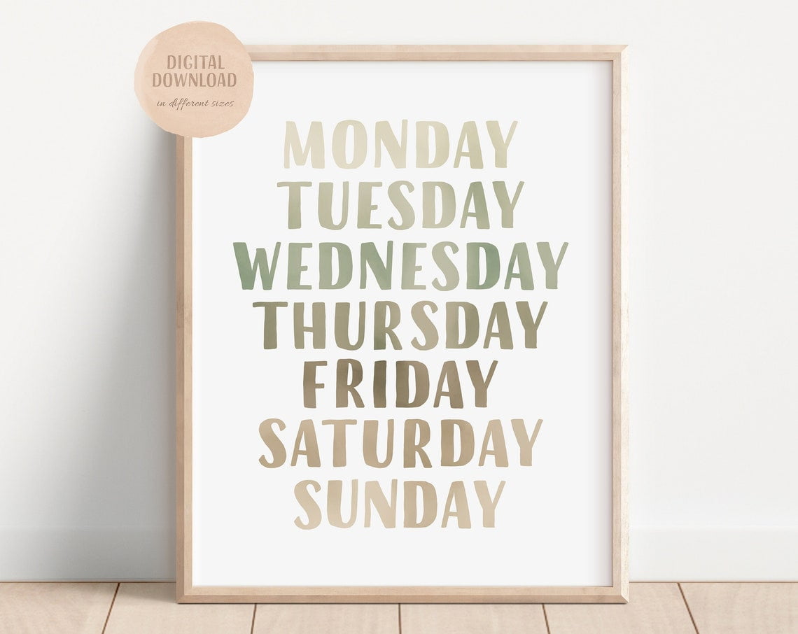 Days Of The Week Poster, Montessori Materials, Educational Printables ...