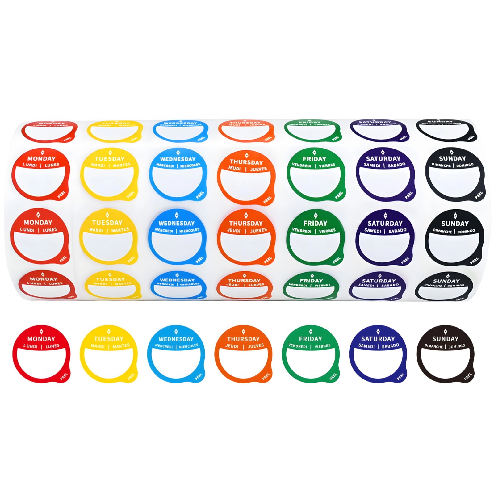 Days of the Week Stickers, 7000 Pcs Food Labels Stickers, Round Date ...