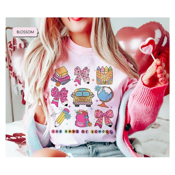 Days of School Bracelet Shirt, th Day of School Teacher Shirt, Coquette ...