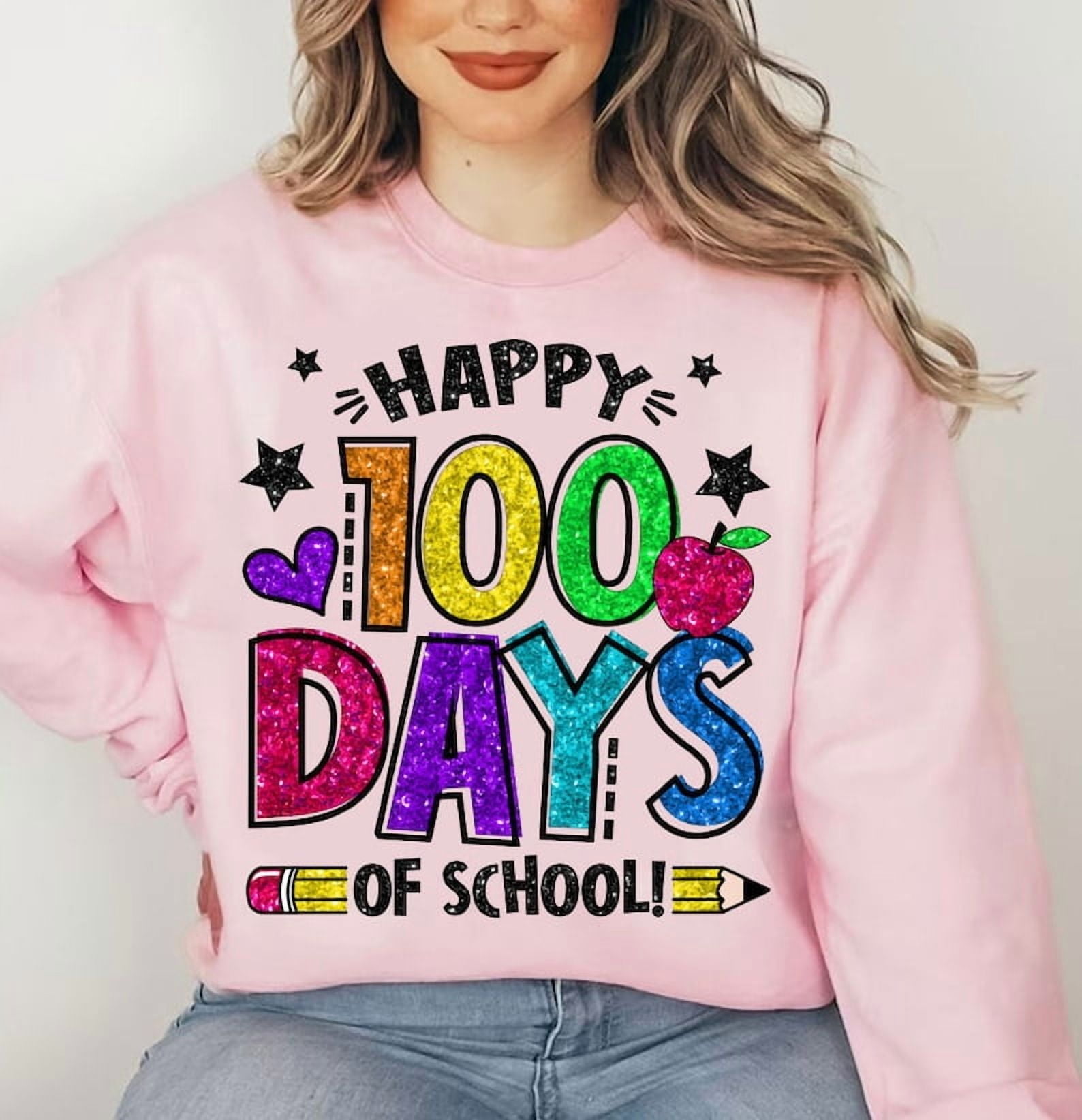 Days of School Happy Days of School Faux Sequin Sparkly, School th Day ...
